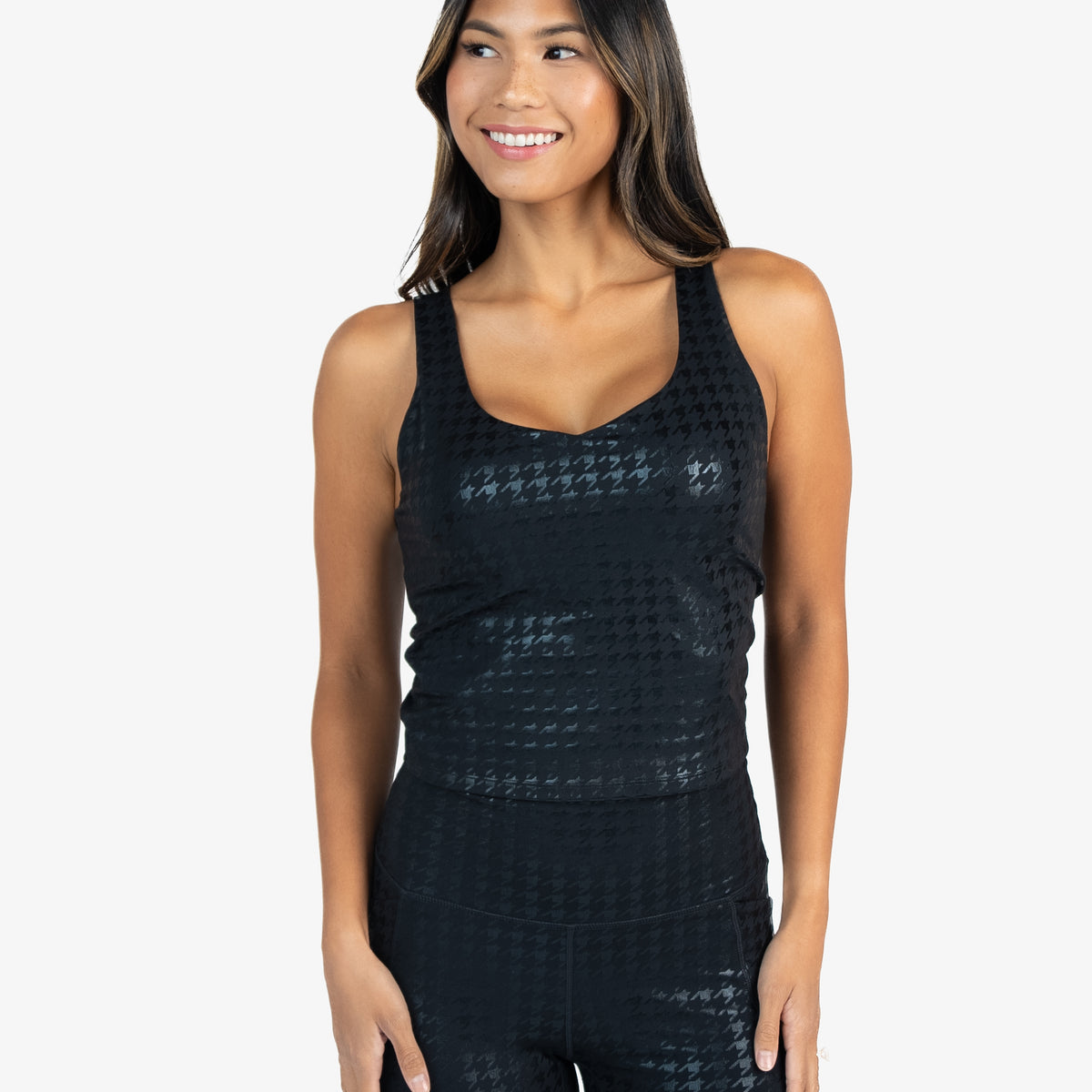 Skin Shakti Tank (Mid-Length) - Black Houndstooth - FINAL SALE – Senita ...