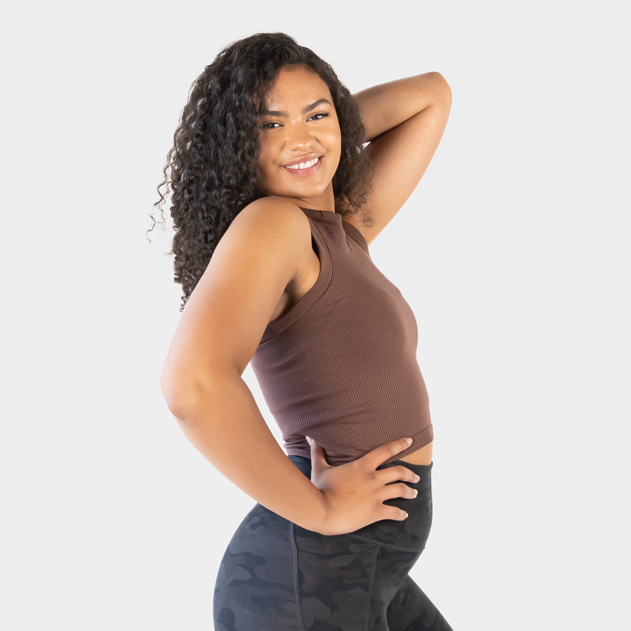 Bella Ribbed Tank Short - Fossil – Senita Athletics